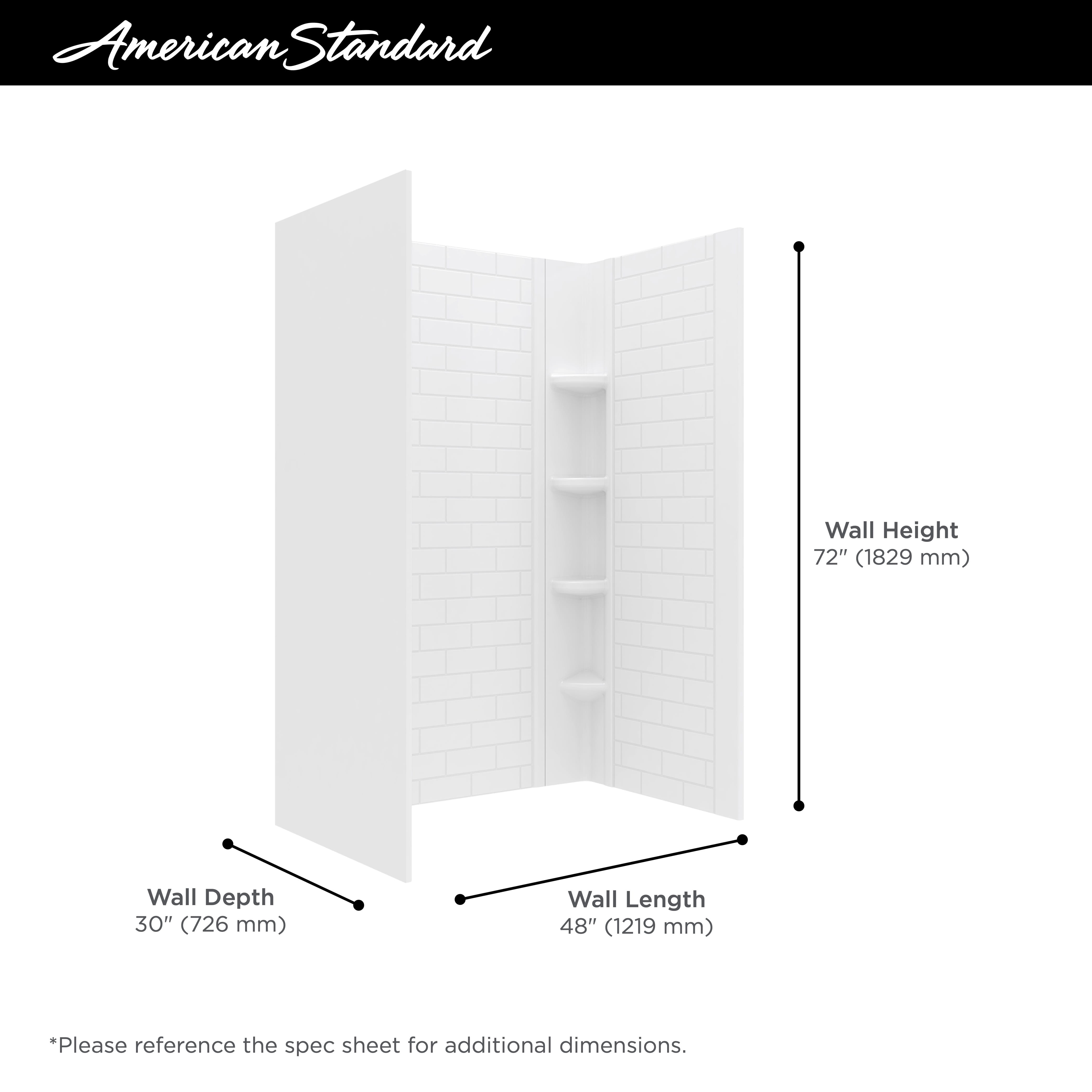 Elevate 48x72-inch Subway Pattern 3-Piece Shower Surround